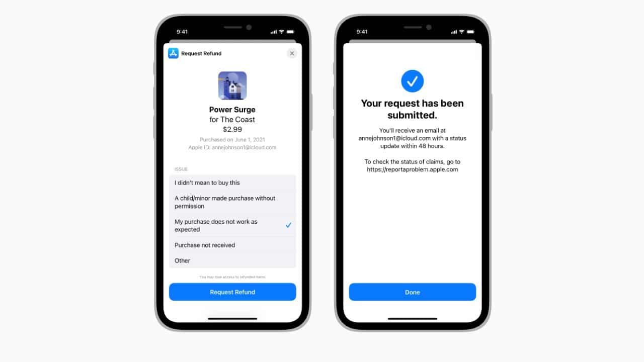 iOS 15 lets users request refunds for in-app purchases directly within apps