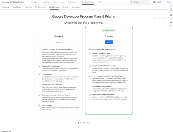 Google launches Google Developer Program premium membership